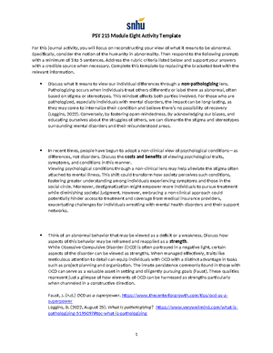 PSY 211 Module Five Milestone Template (1) - PSY 211 Module Five Milestone Template You must ...