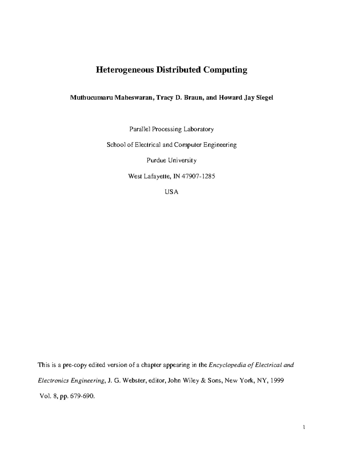 Maheswaran 99heterogeneous Heterogeneous Distributed Computing Heterogeneous Distributed