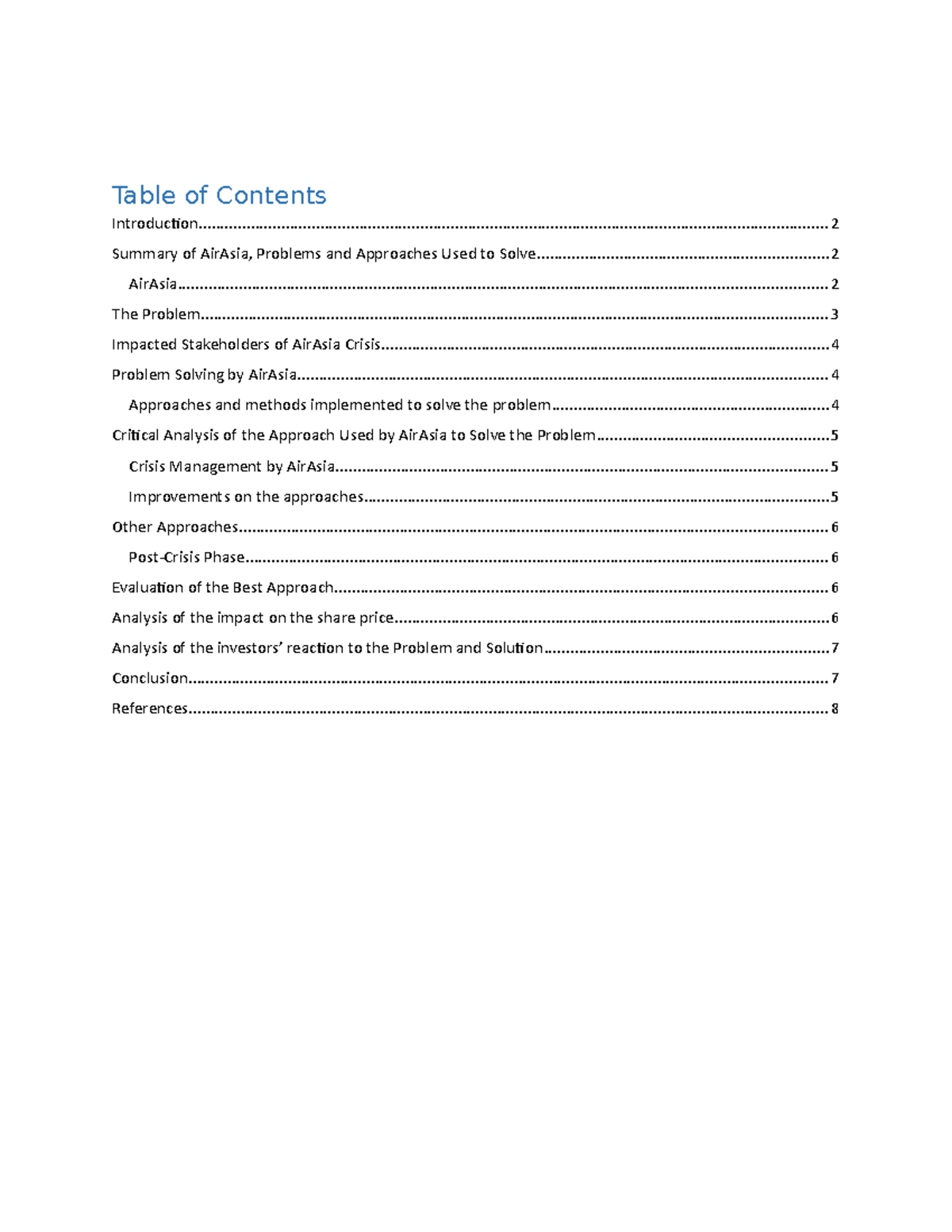 Air Asia - computer - Table of Contents - Studocu