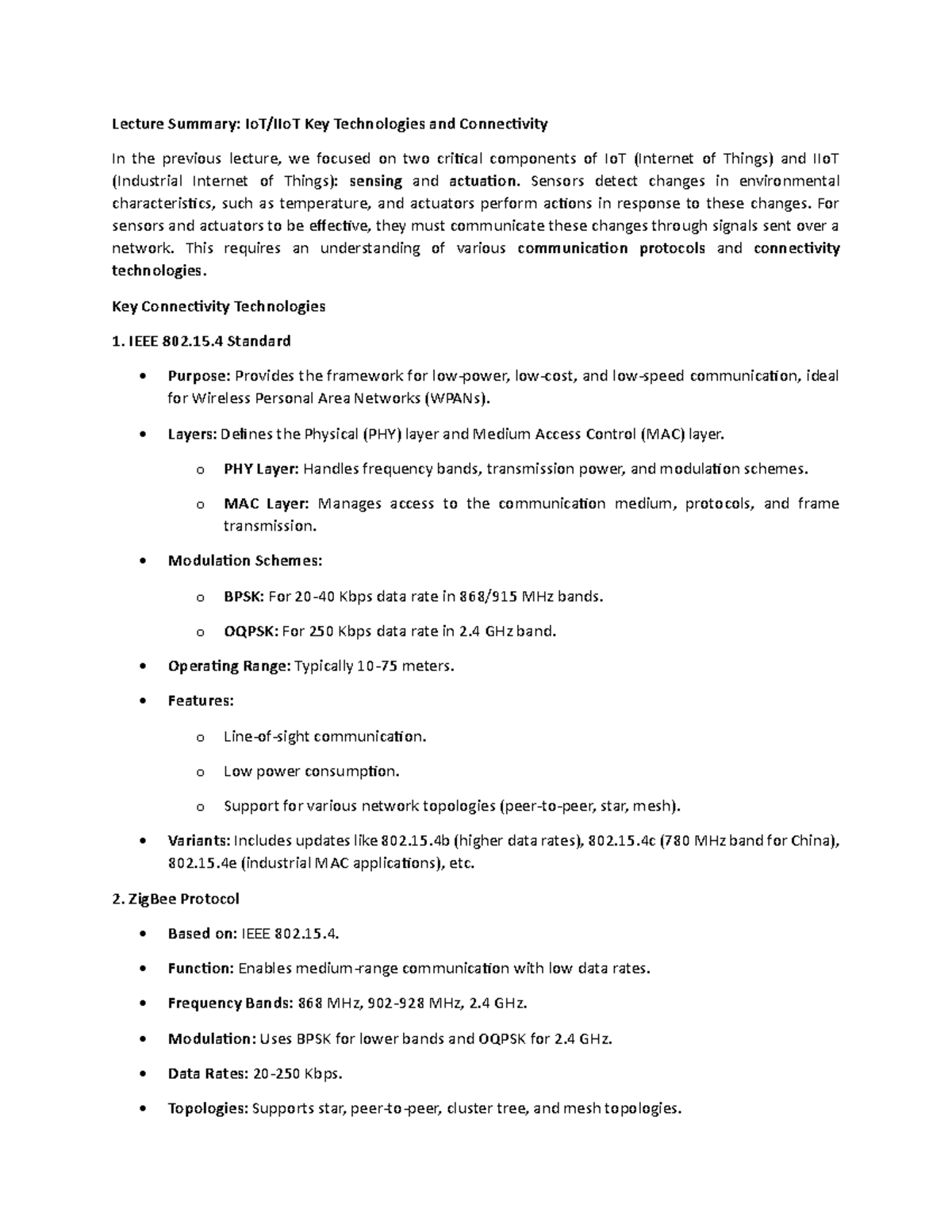Industry 4.0 Transcript Week 1 Lec 2 - Lecture Summary: IoT/IIoT Key ...
