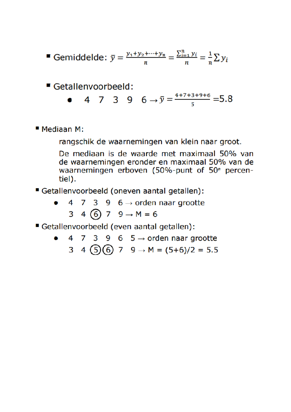 Formules stat 1 - Statistics 1 - Studeersnel