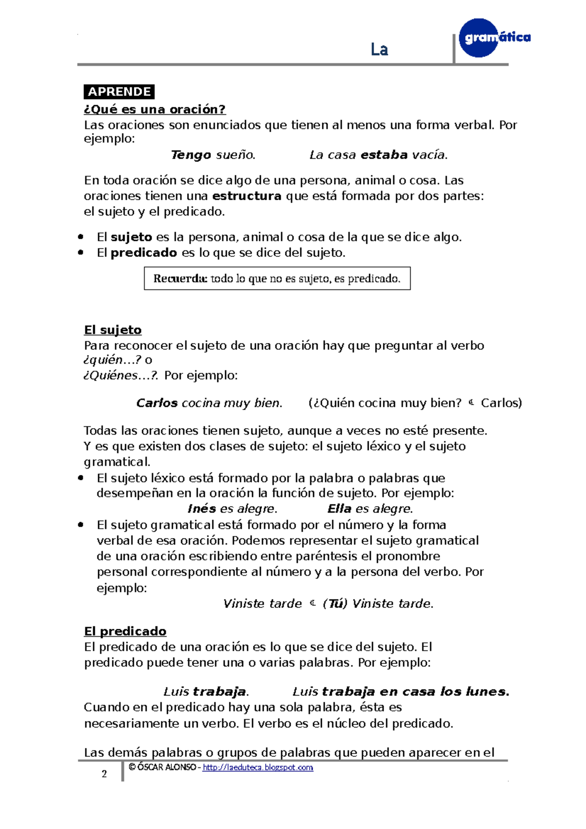 Analisis gramaticla - oiuyt - APRENDE ¿Qué es una oración? Las ...
