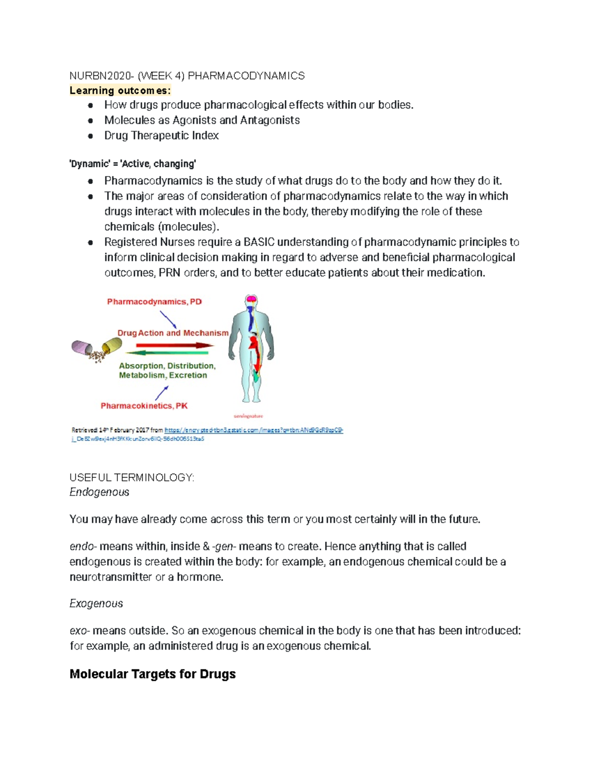 Nurbn 2020- (WEEK 4) Pharmacodynamics - NURBN2020- (WEEK 4 ...