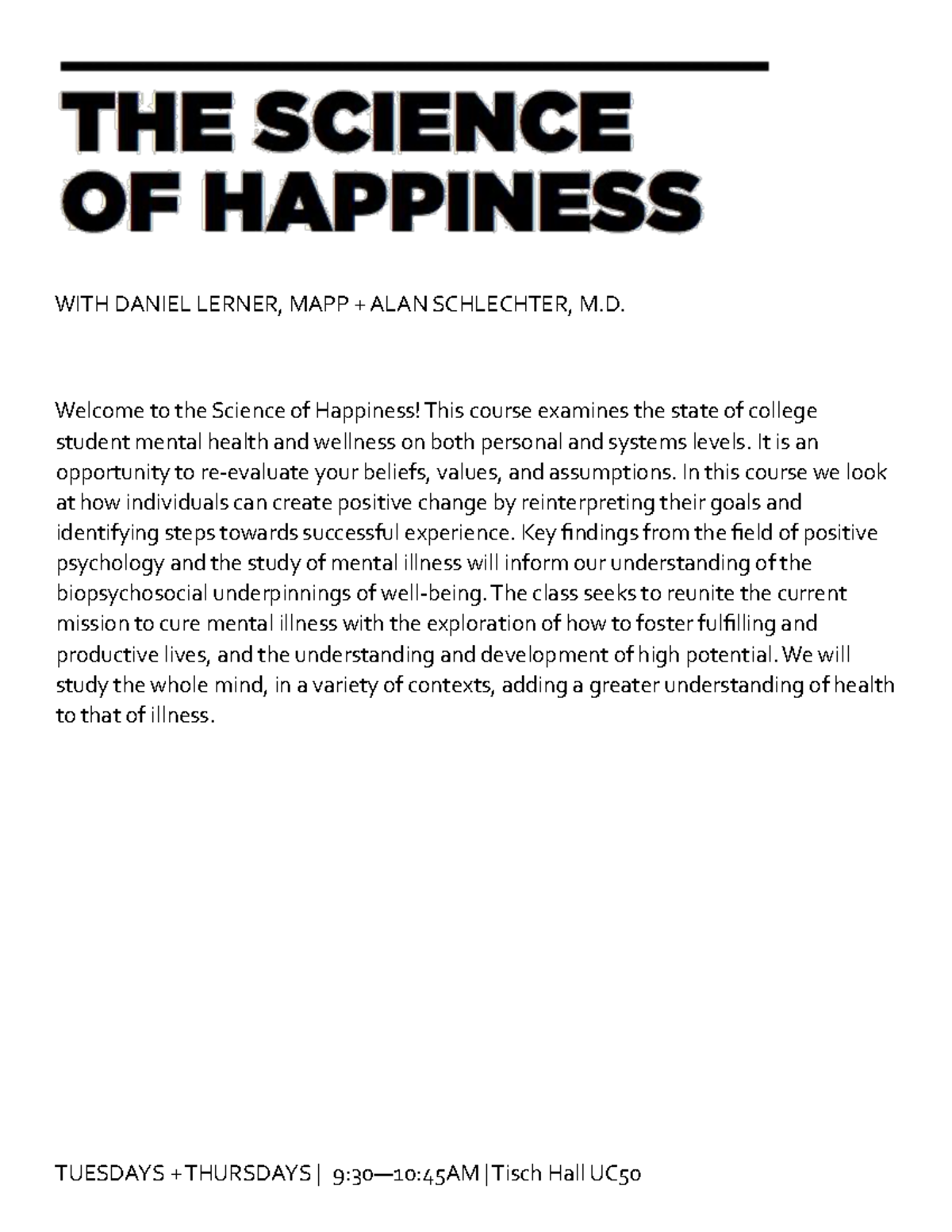 Fall 2023 So H Syllabus V - WITH DANIEL LERNER, MAPP + ALAN SCHLECHTER ...