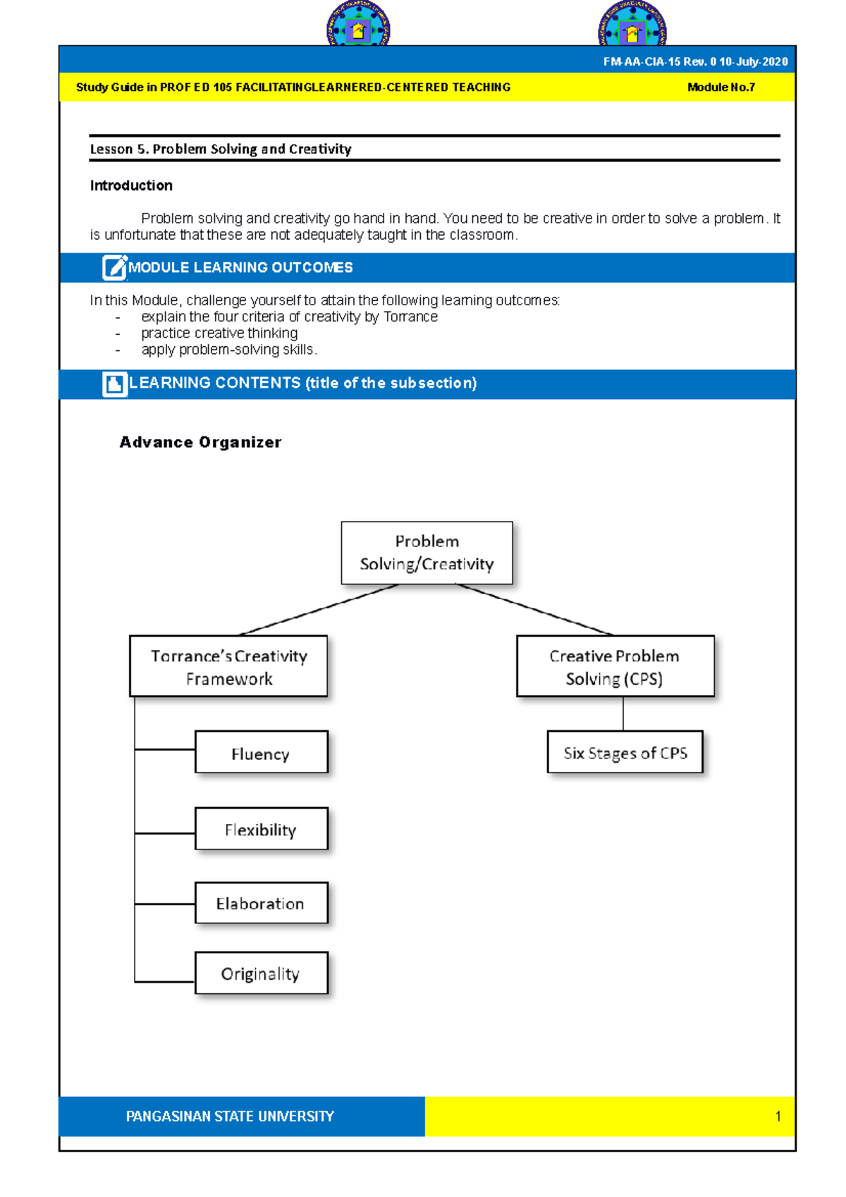 Lesson-5 - None - Lesson 5. Problem Solving and Creativity Introduction ...