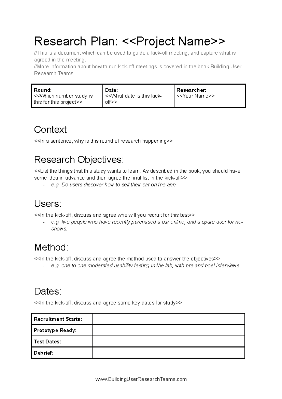 2. Research Kick-Off - Tutalrial - Research Plan: //This is a document ...