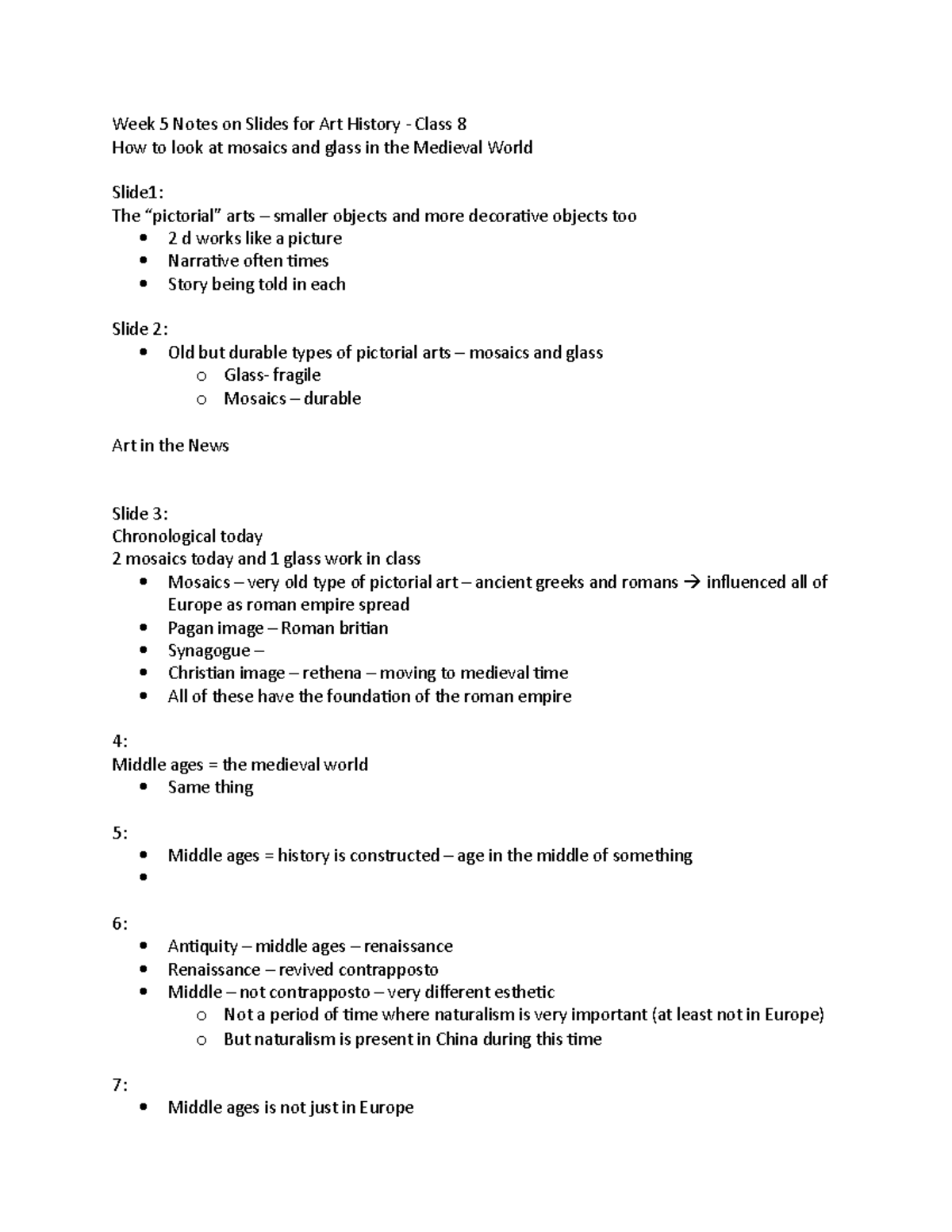 Week 5 Notes on Slides for Art History - Studocu