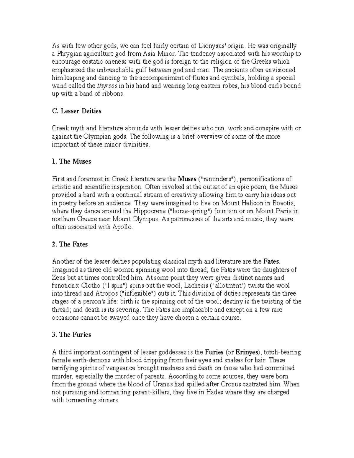 Mythology- The Lesser Deities - As with few other gods, we can feel ...