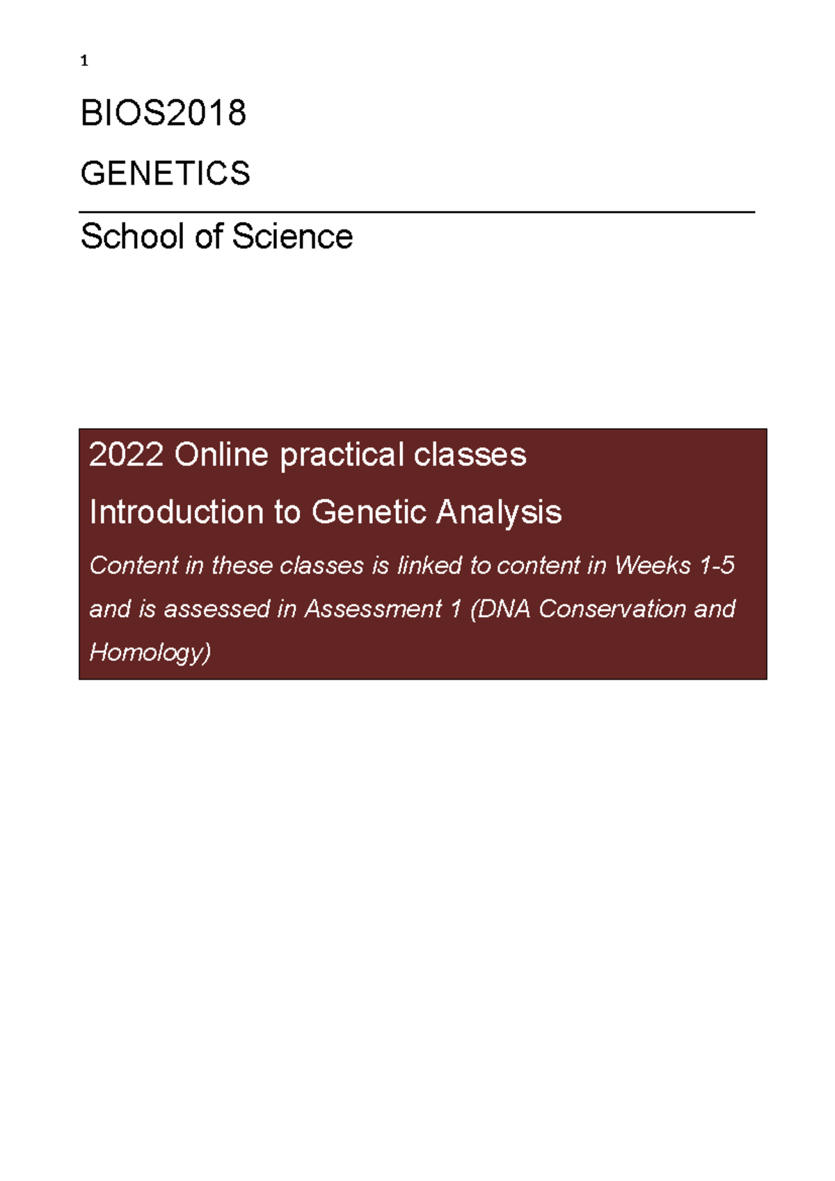 Genetics 2022 Online Practical Class Manual - BIOS GENETICS School of ...