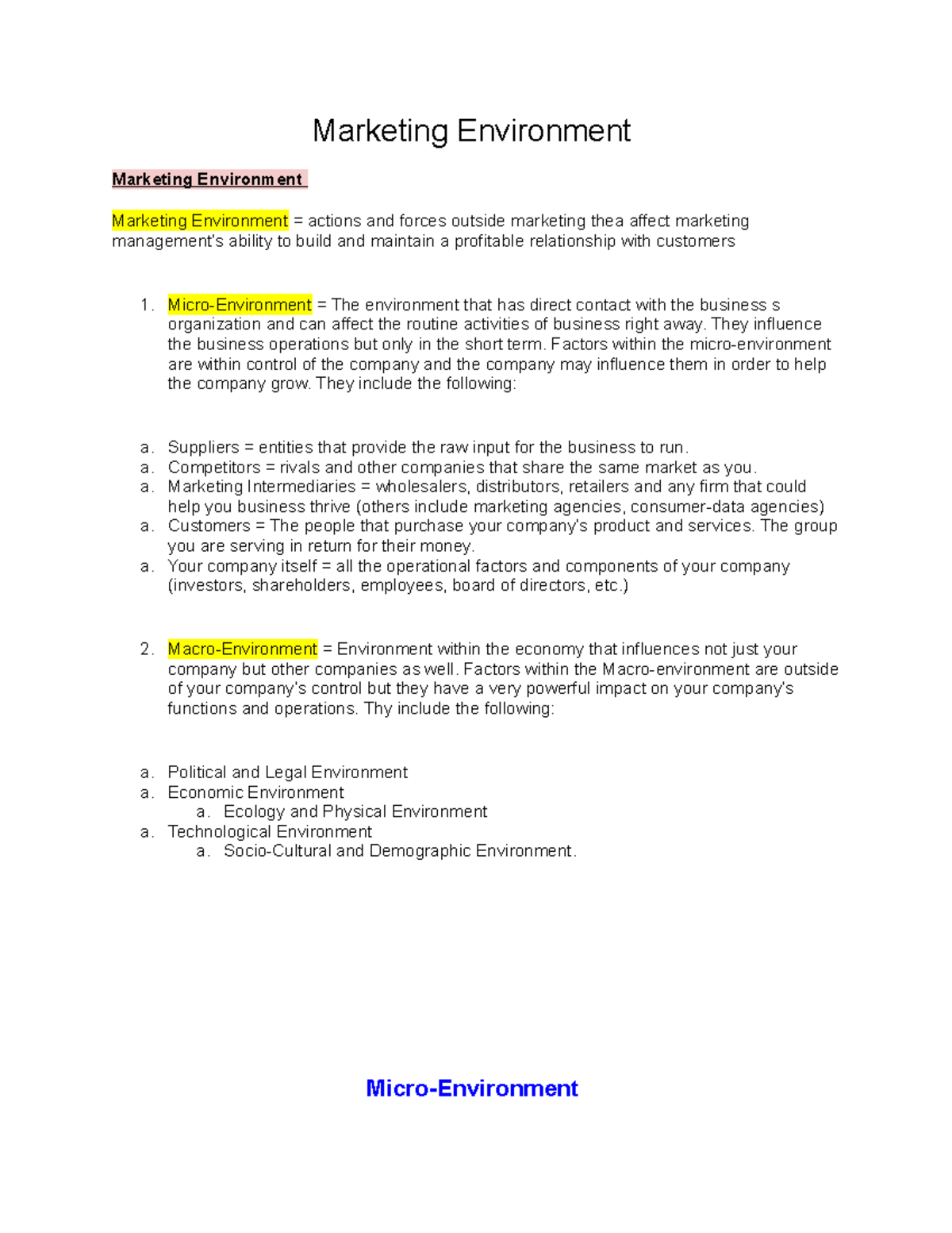 Marketing Environment - Marketing Environment Marketing Environment ...