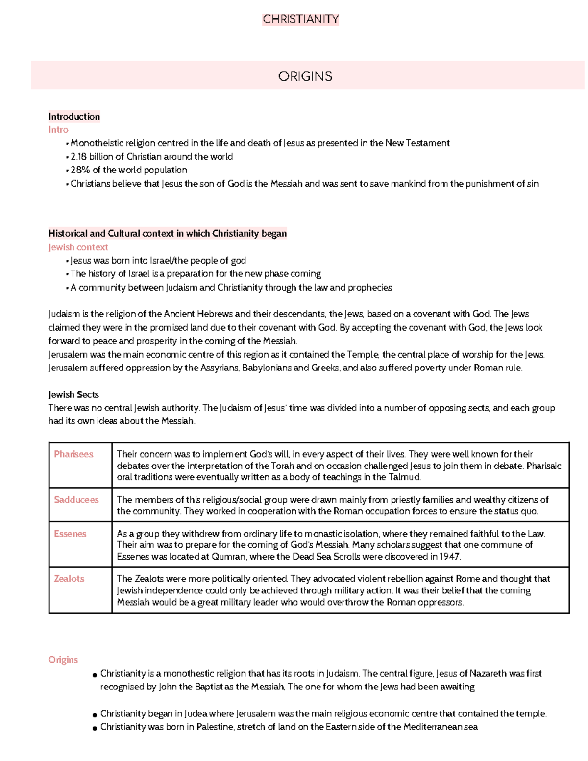Christianity - Comprehensive Study Notes for Understanding ...