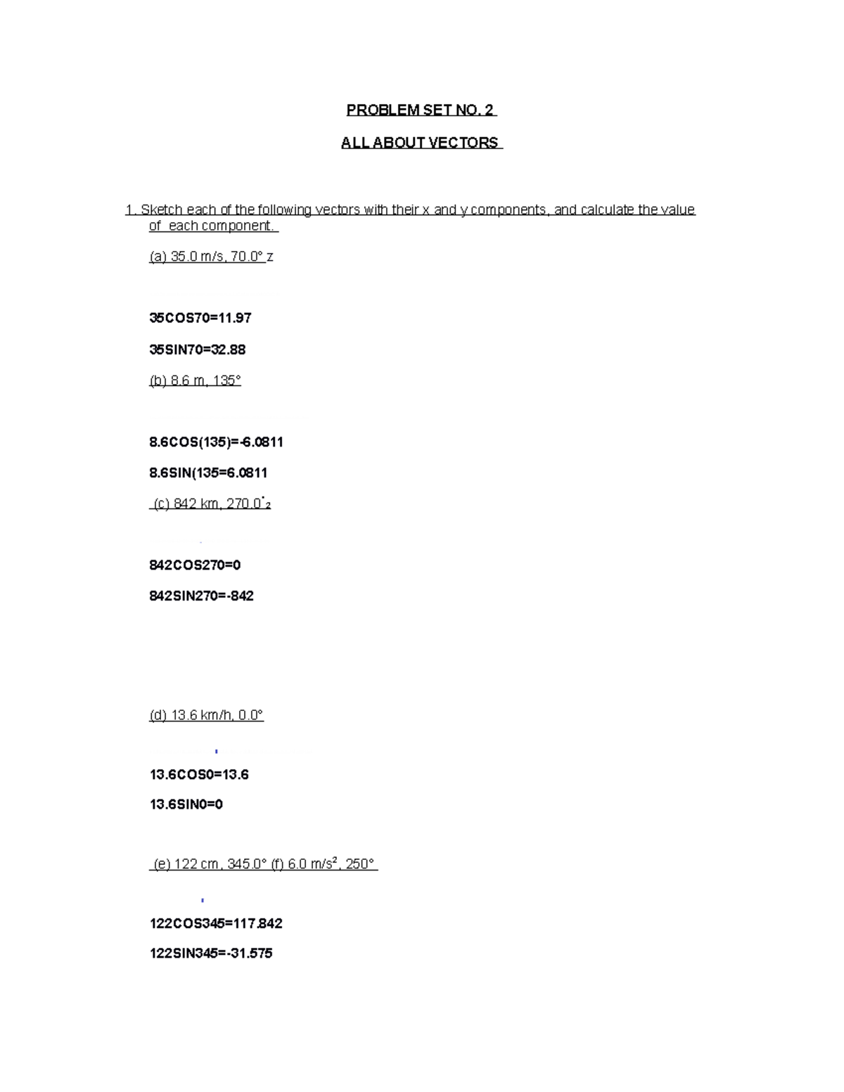 Problem Set No. 2 - acce formula - PROBLEM SET NO. 2 ALL ABOUT VECTORS ...