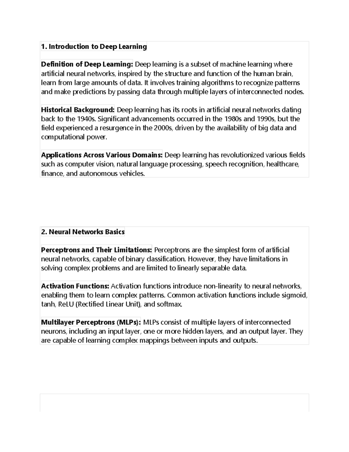 Deep Learning Notes Introduction To Deep Learning Definition Of Deep Learning Deep Learning