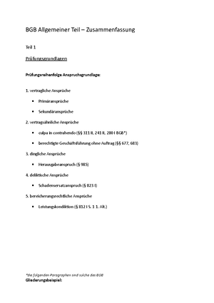 System der Ansprueche 01 - BGB Allgemeiner Teil - Uni Mainz - Studocu