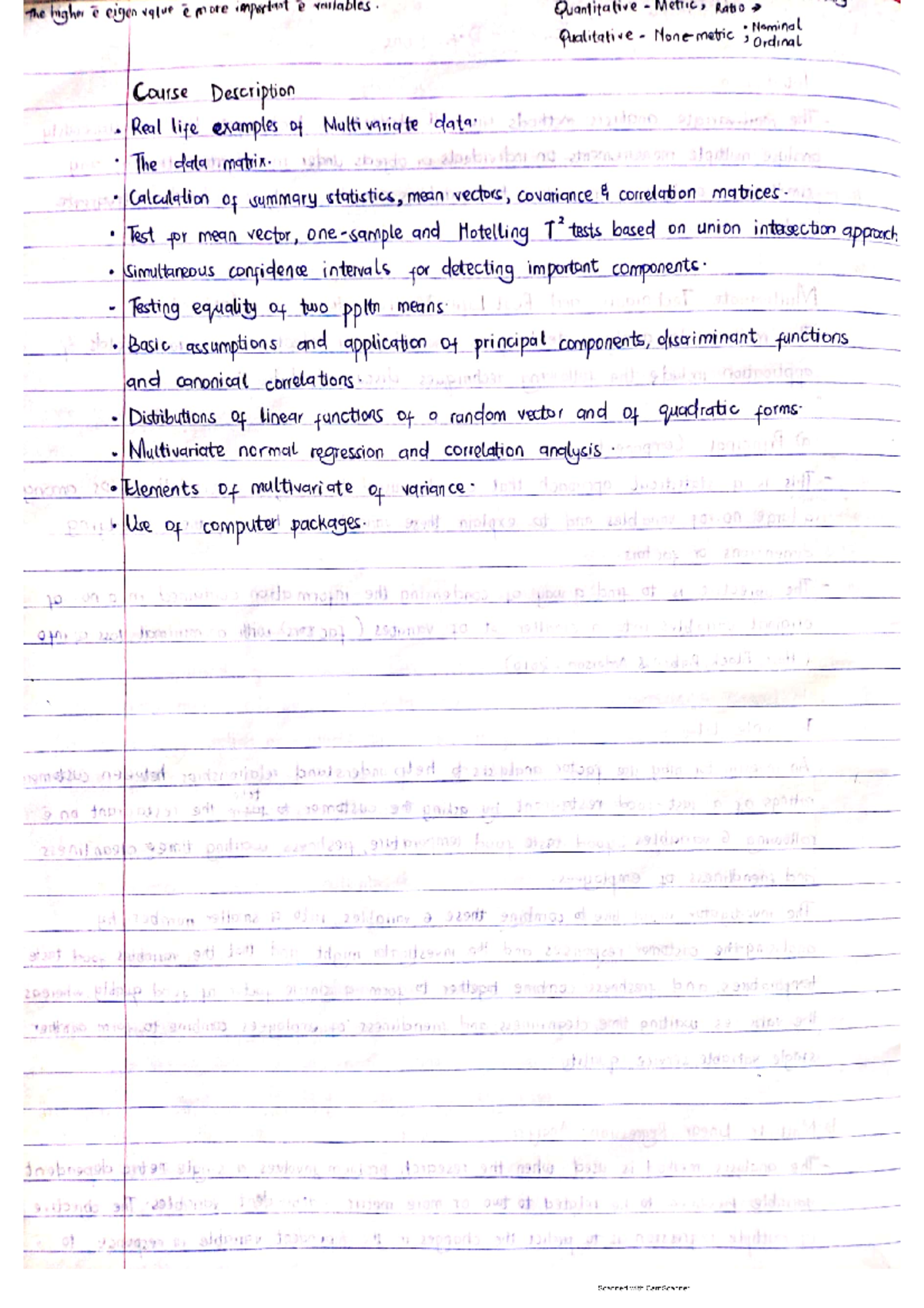 Multivariate Methods - Lecture Notes. - Biostatistics II - Studocu