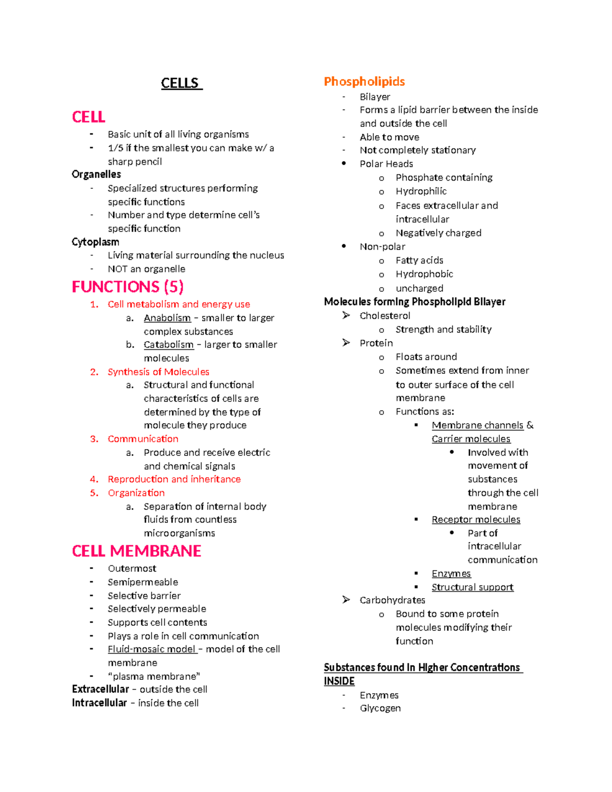 01 Cells - CELLS CELL - Basic unit of all living organisms - 1/5 if the ...