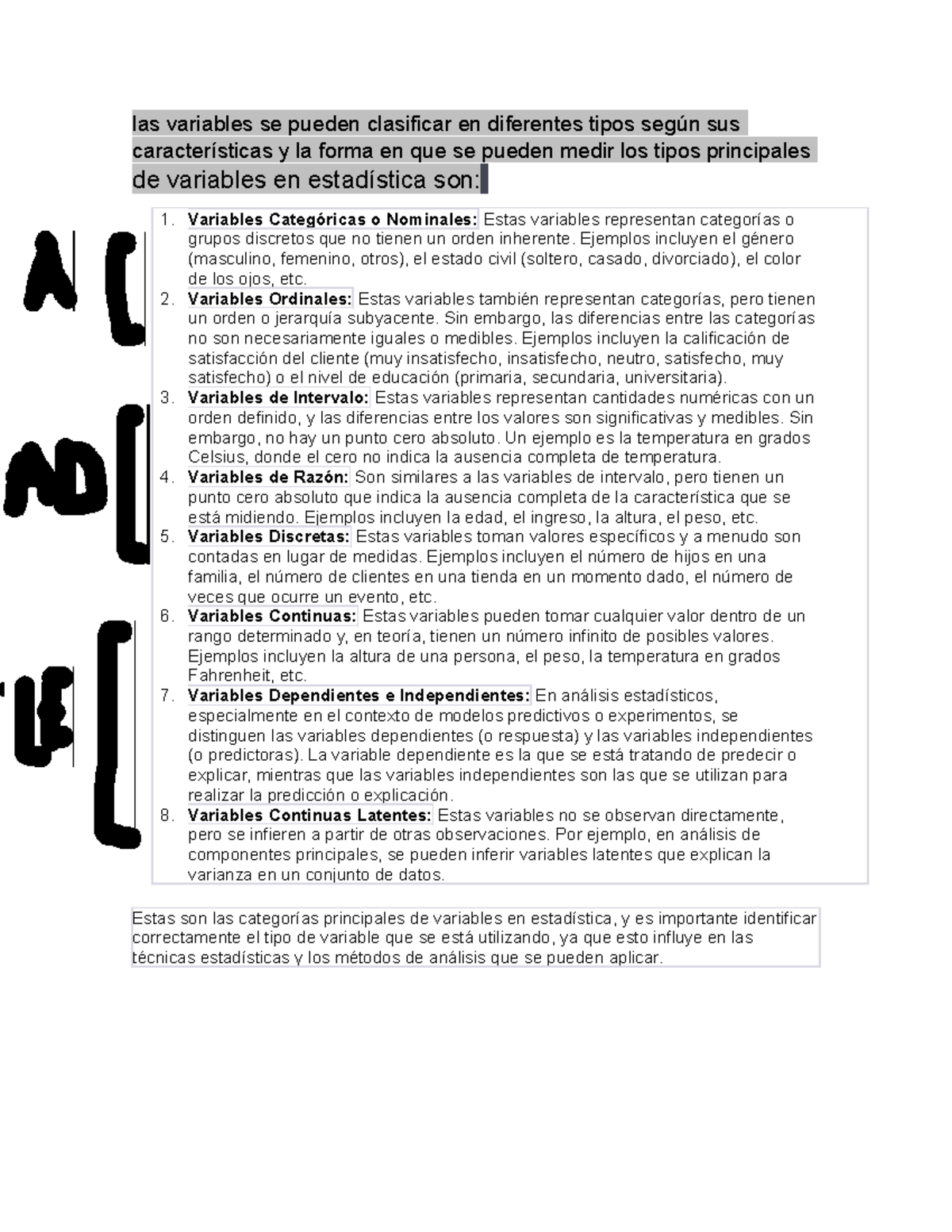 Tipos de variables de la estadistica - las variables se pueden ...