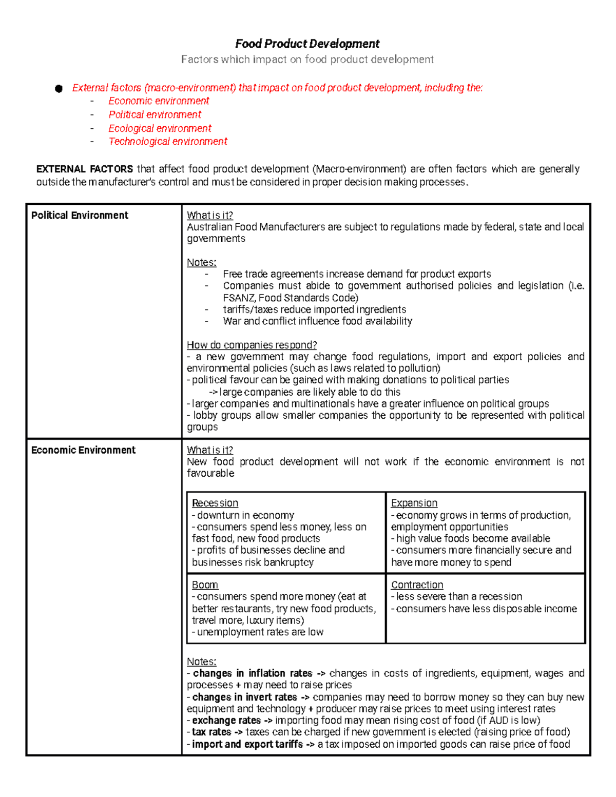 Food Product Development Notes - Food Product Development Factors which ...