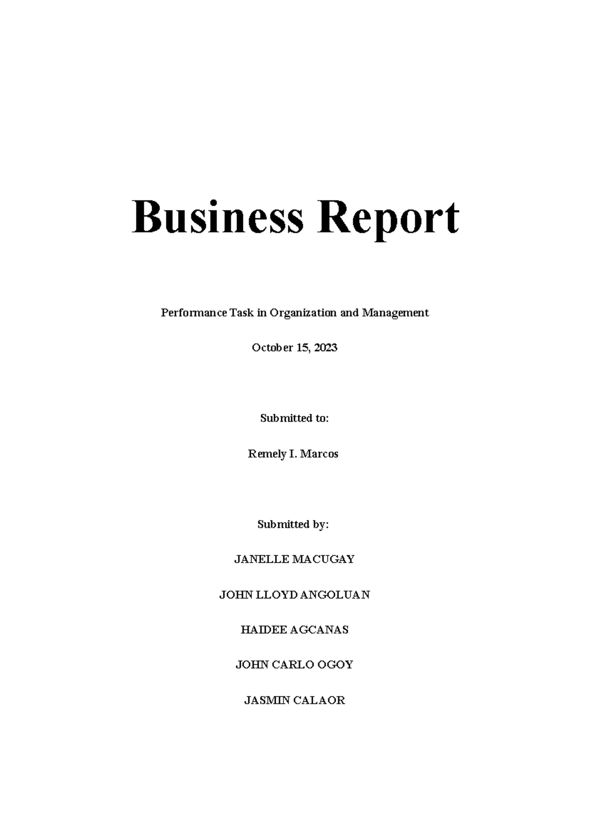 Business-Report - it is abut a planning and report of your business ...
