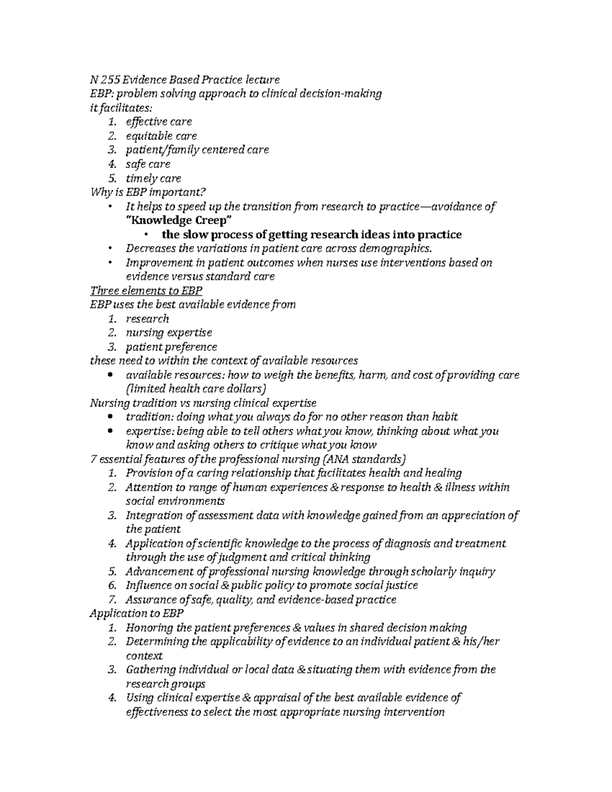 Ebp And Pico Questions N 255 Evidence Based Practice Lecture Ebp Problem Solving Approach To