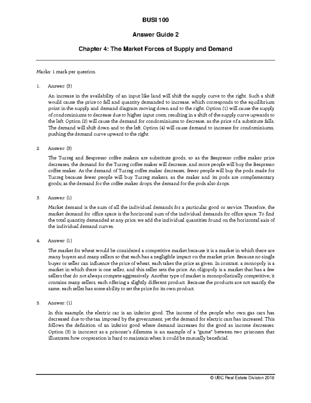 BUSI100 Assisgnment 2 Answer Guide - BUSI 100 Answer Guide 2 Chapter 4 ...