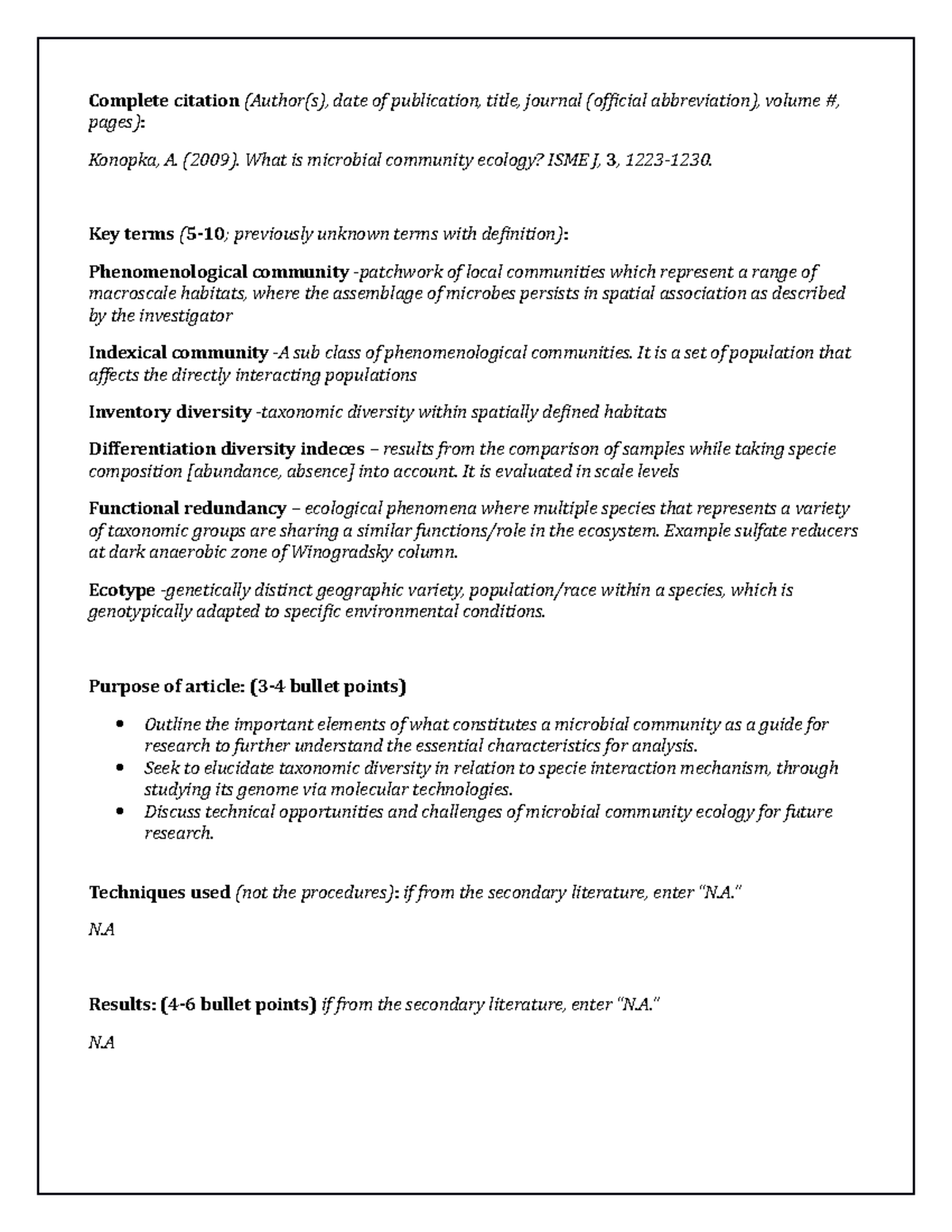 What is microbial community ecology - Complete citation (Author(s ...