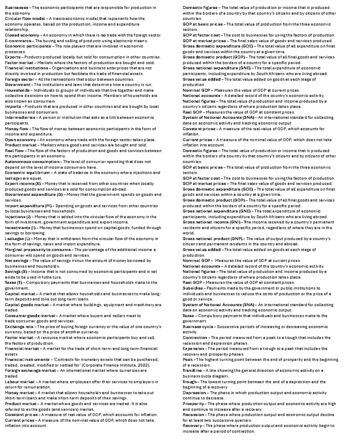 Economics Glossary - Businesses – The economic participants that are ...