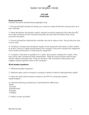 ACC 340 Module Four Homework - Module Four Homework Please answer the ...