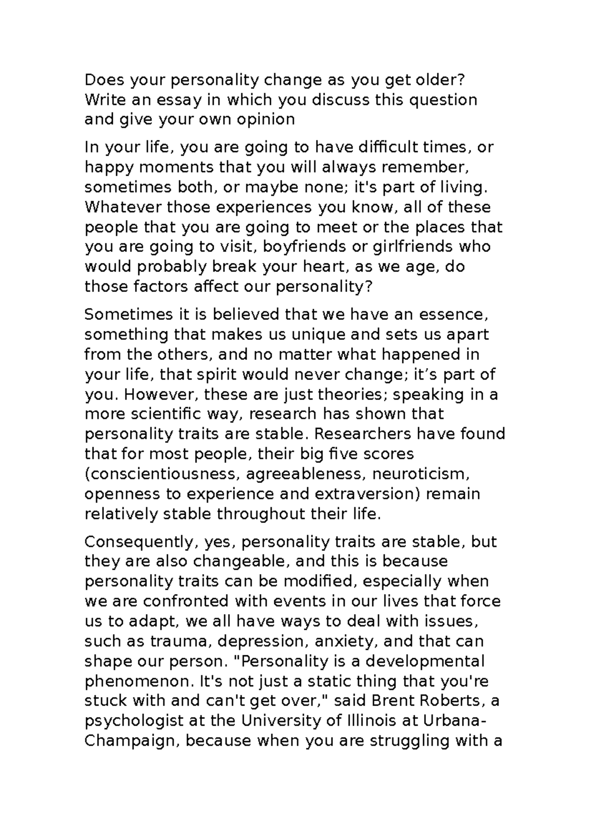 Does your personality change as you get older - Whatever those ...