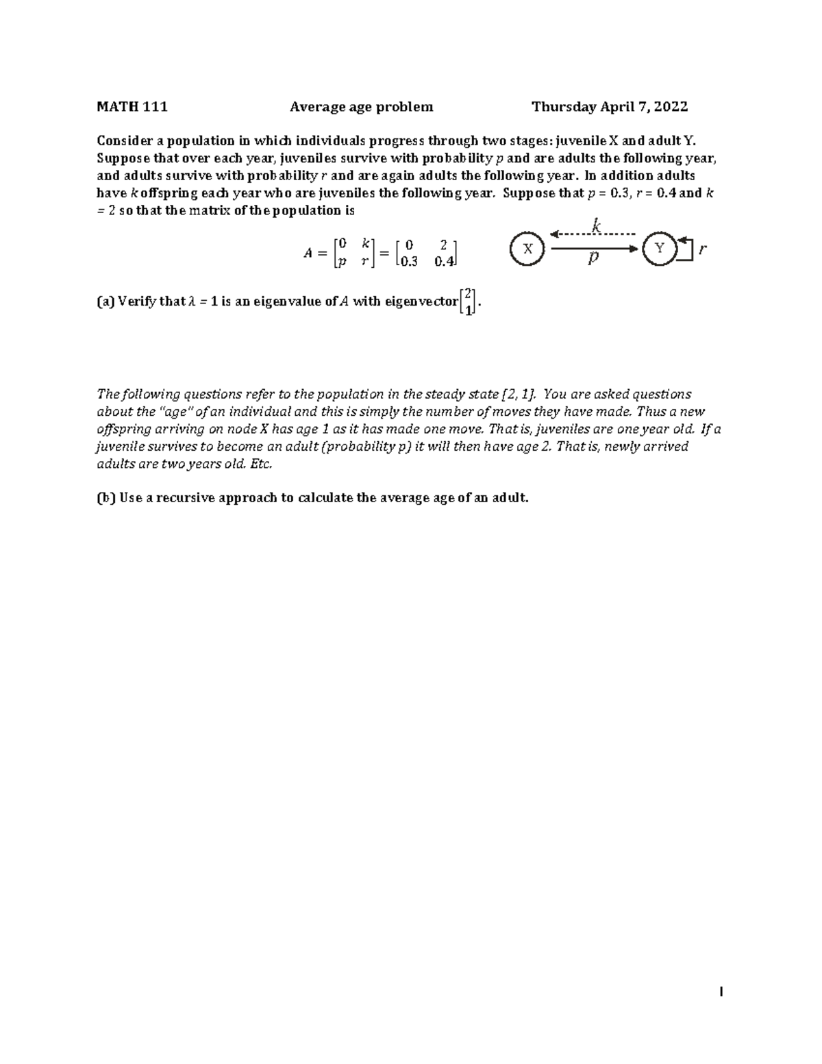 MATH111 Avg Age - calculate average age, linear algebra, peter Taylor ...
