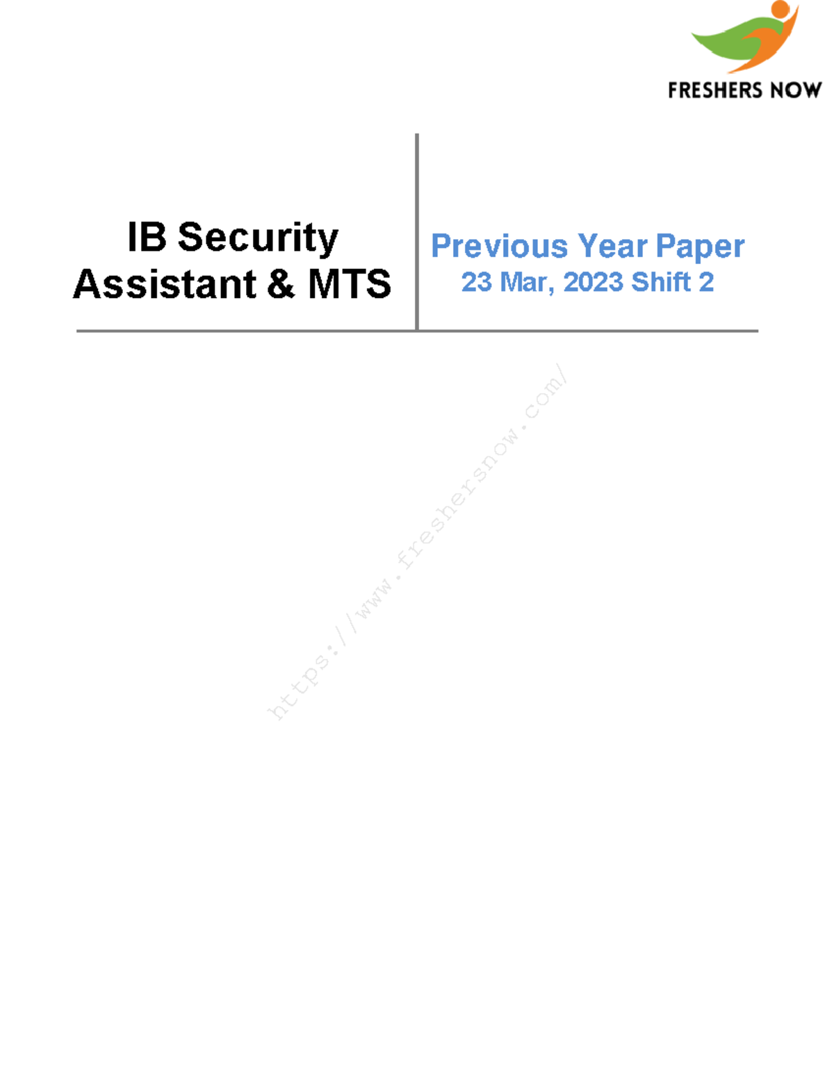 IB Security Assistant & MTS Official Paper (Held On 23 March, 2023 ...