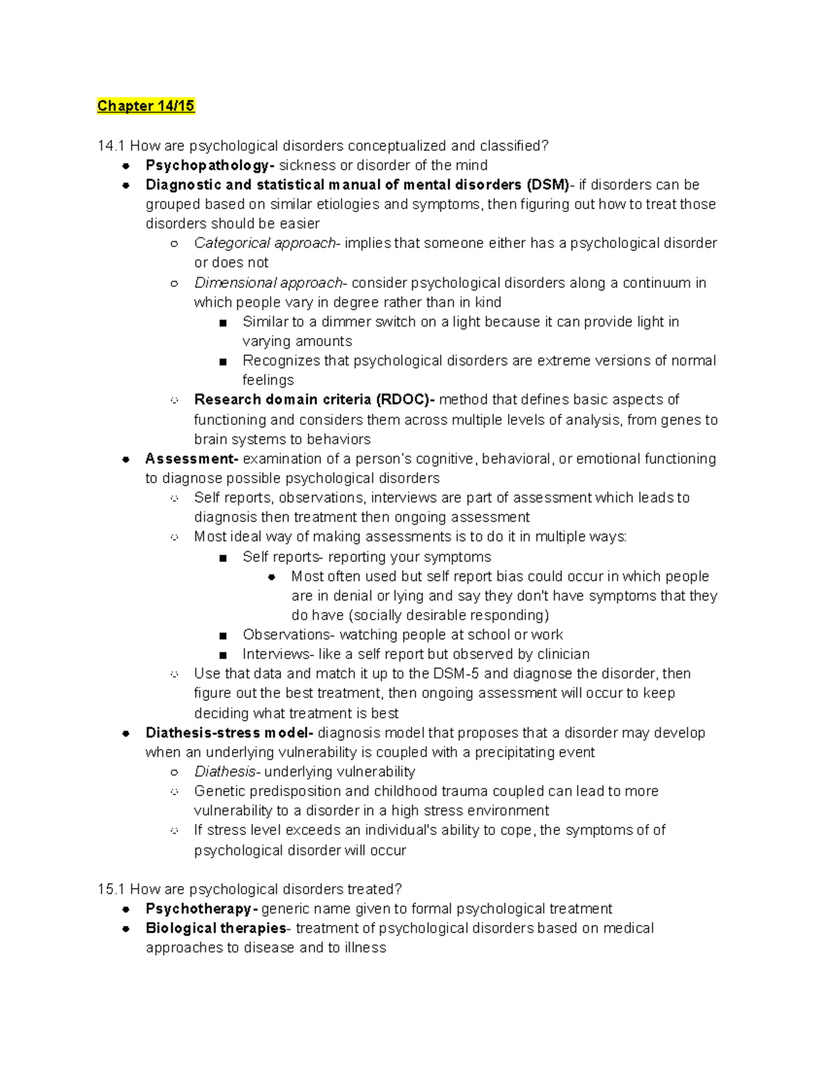 Psyc Ch. 14 15 Notes - PRof. Agnes Ly - Chapter 14/ 14 How are ...