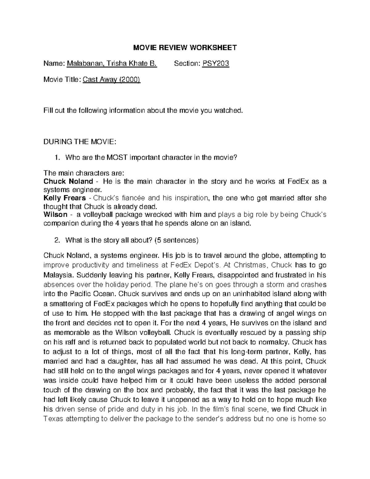 Malabanan, Trisha Khate B-Cast Away Movie Review - MOVIE REVIEW ...