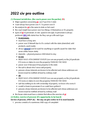 Civ Pro Outline - Summary Civil Procedure - CIVIL PROCEDURE OVERVIEW ...