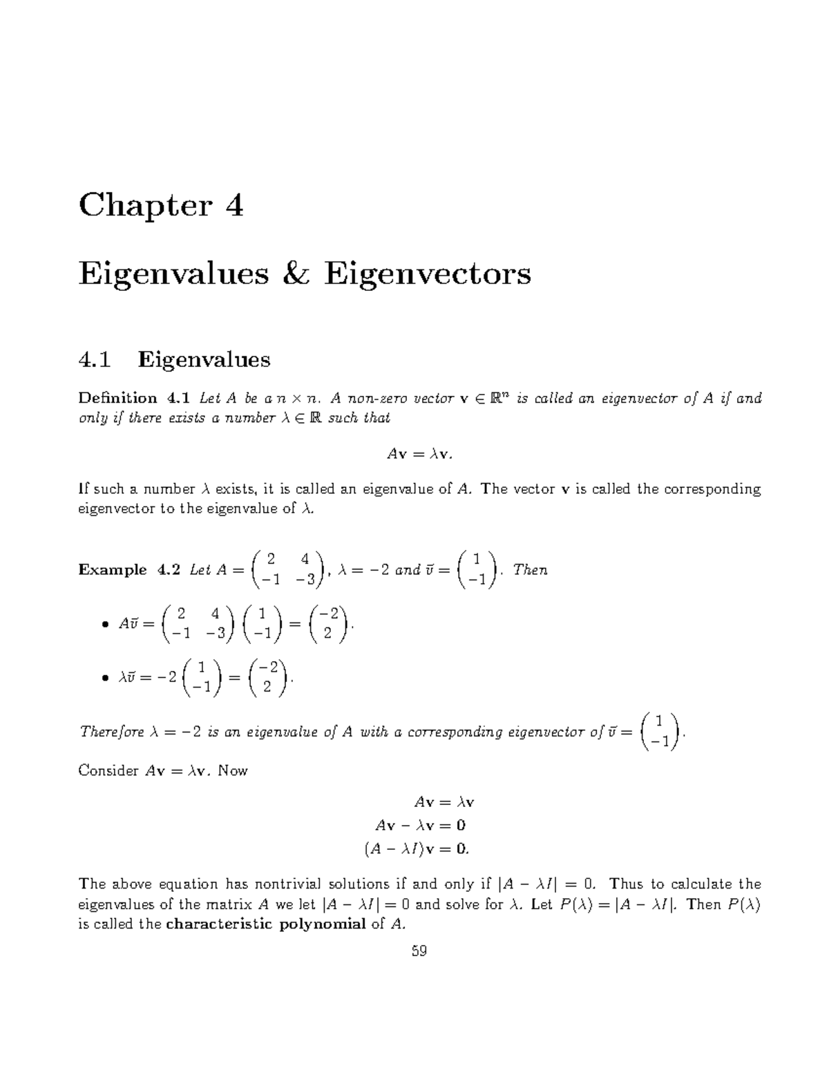 Chapter 4 - Lecture notes 4 - Chapter 4 Eigenvalues & Eigenvectors 4 ...