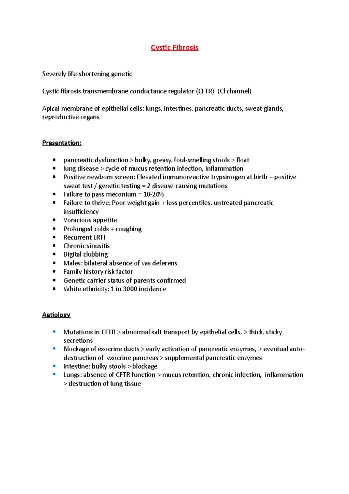 Answers - Cough - Cystic Fibrosis - 1 - Studocu