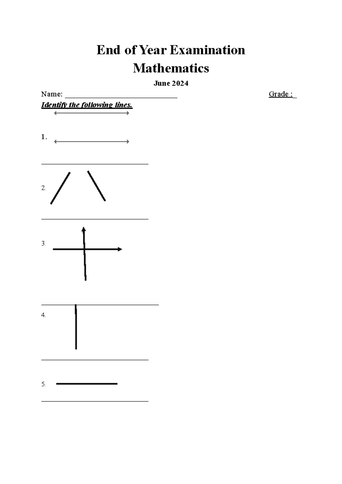 Grade 5 and 4 mathematics - End of Year Examination Mathematics ...