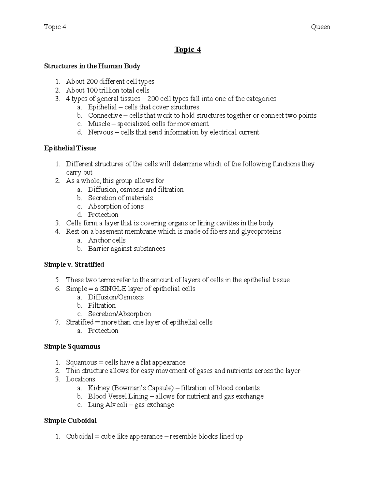 Topic 4 - Topic 4 Structures in the Human Body About 200 different cell ...
