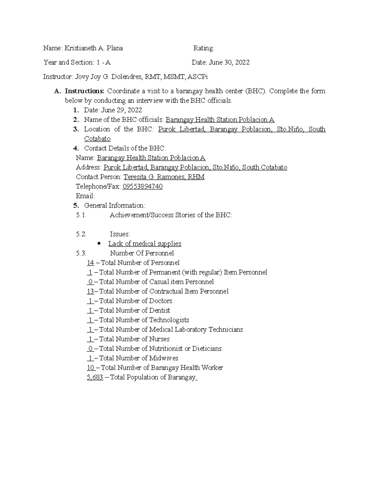 Learning Feedback Diary 2 - Name: Kristianeth A. Plana Rating: Year and ...