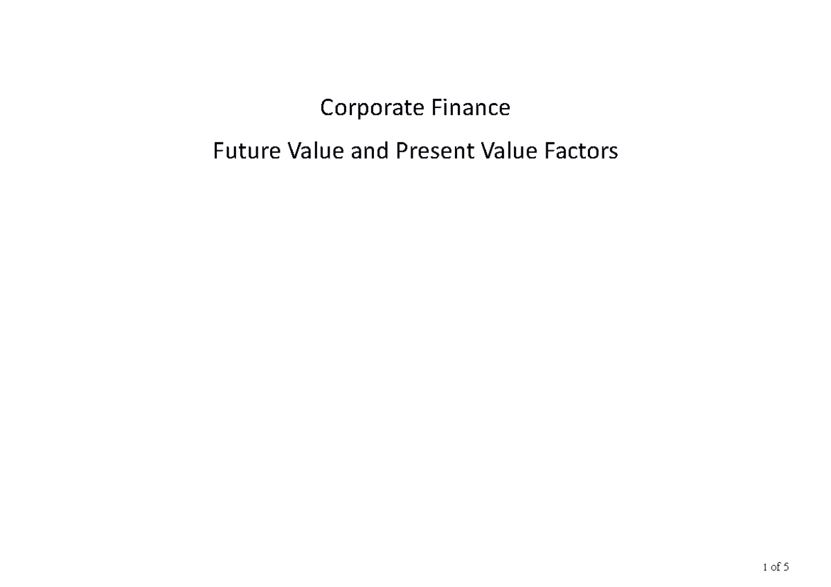 Discount Tables - Corporate Finance Future Value and Present Value ...
