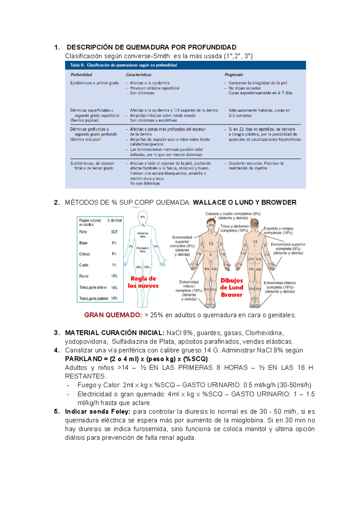 ECOE - Quemaduras - 1. DESCRIPCIÓN DE QUEMADURA POR PROFUNDIDAD Clasificación según converse ...