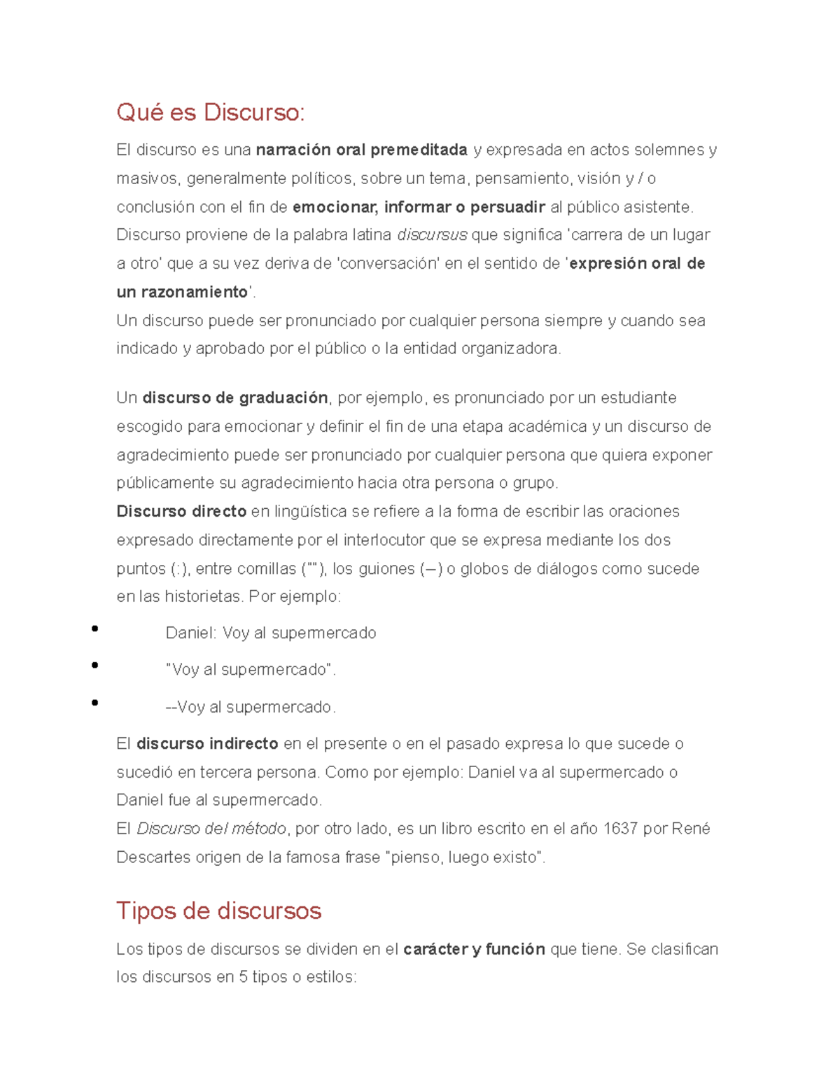 Qué es Discurso - como debe expresarse - Qué es Discurso: El discurso ...