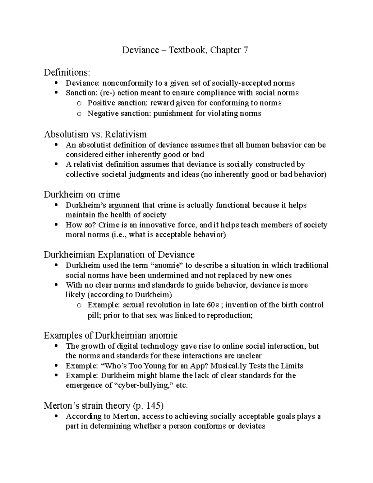 Deviance week 9 soci 101 - Deviance – Textbook, Chapter 7 Definitions ...