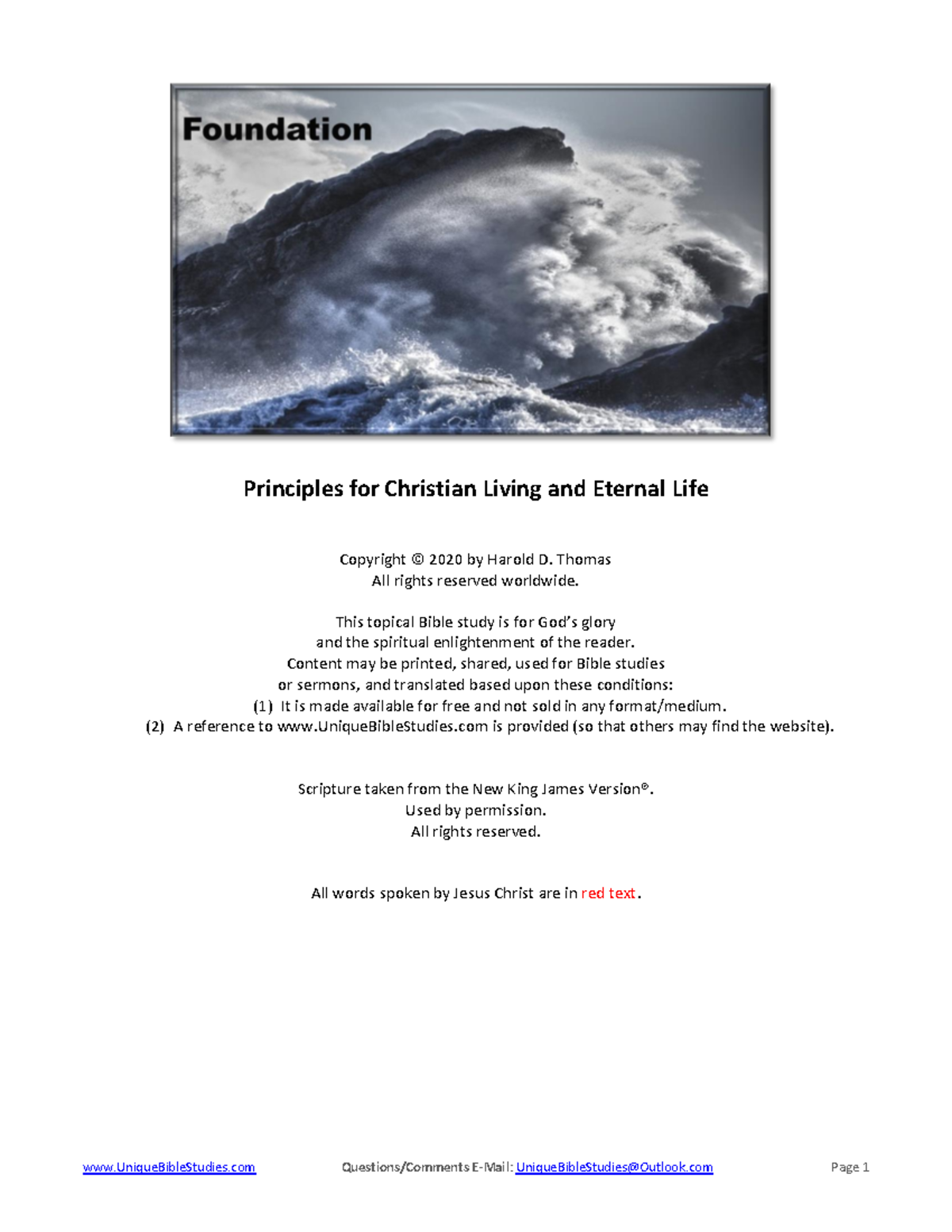 Foundation - scriptures - Principles for Christian Living and Eternal ...