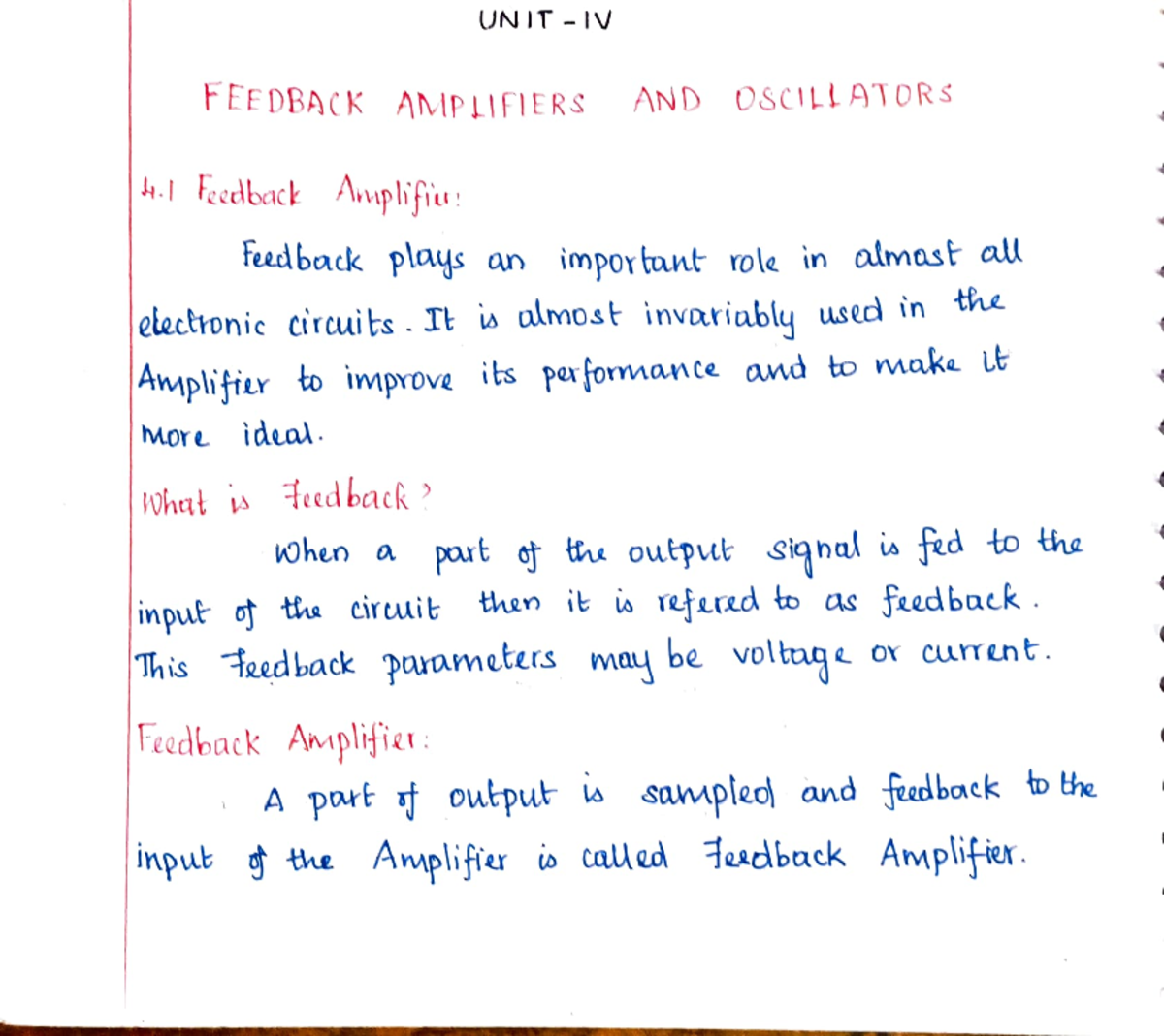 Unit IV - Power Amplifiers EDC Notes - UNIT FEEDBACK AMPLIFIERS AND ...