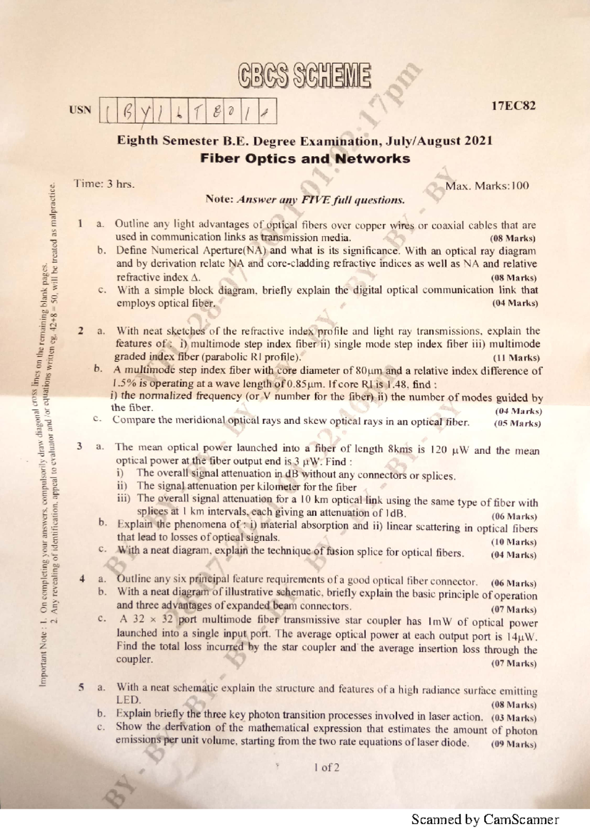 2021 - Question Paper - Fiber optics - Scanned by CamScanner Scanned by ...