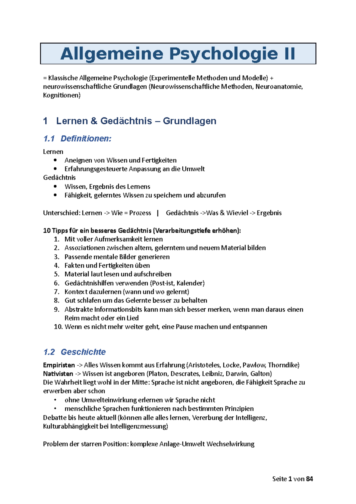 Allgemeine Psychologie 2 - Mit voller Aufmerksamkeit lernen 2. Assoziationen zwischen altem ...