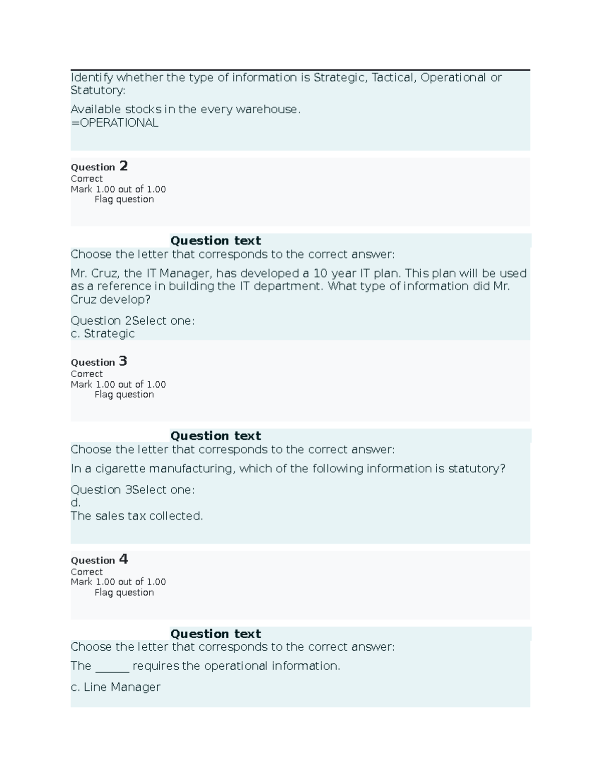 Analysis AND Design Prelim QUIZ1 - Identify whether the type of ...