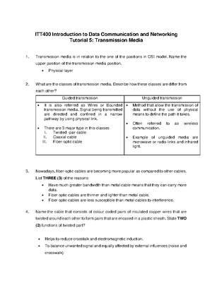 ITT400 Chapter 7 ( Mardiana Binti OMAR ALI) - ITT400 (INTRO. TO DATA COMM. & NETWORKING) - Studocu