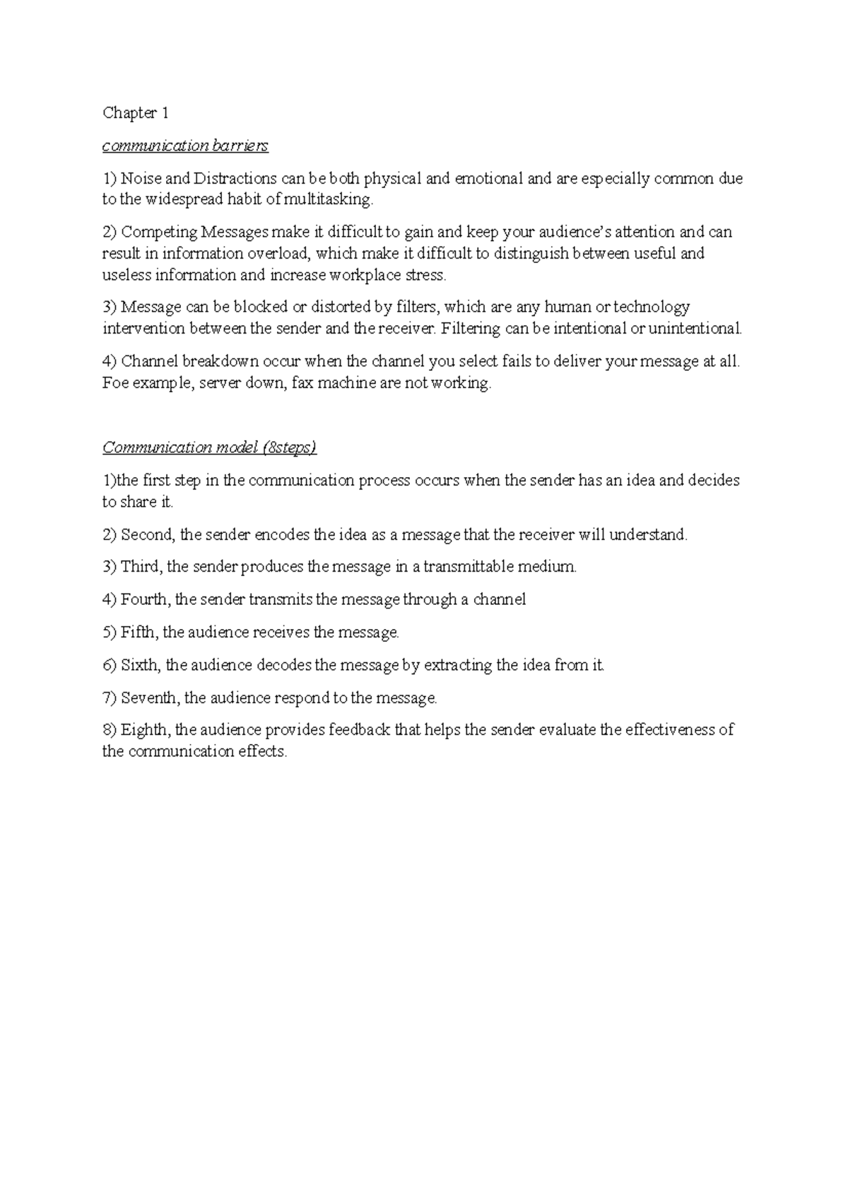 Business Communication - Chapter 1 communication barriers Noise and ...